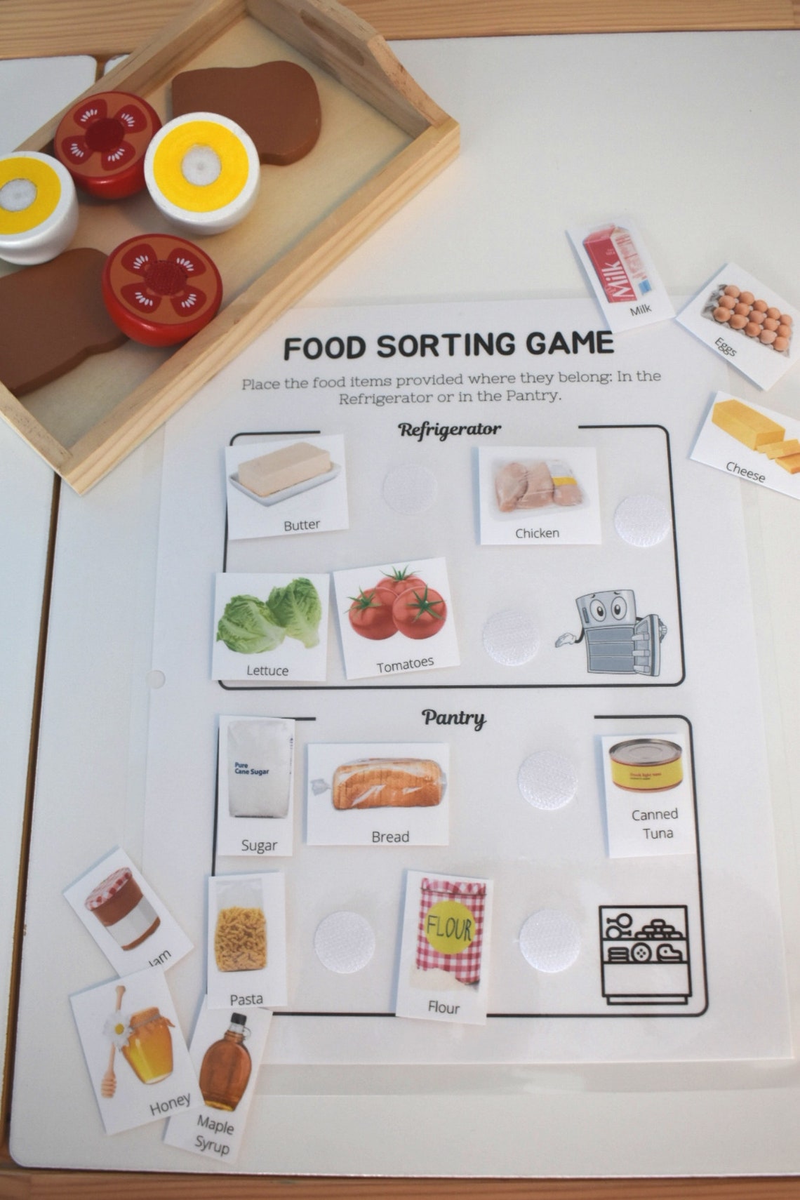 Printable Busy Book Page, Food Sorting Game, Montessori Inspired ...