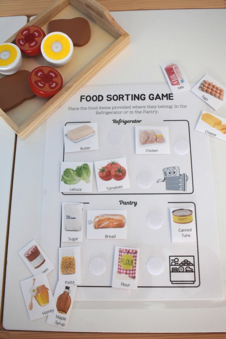 Printable Busy Book Page, Food Sorting Game, Montessori Inspired ...
