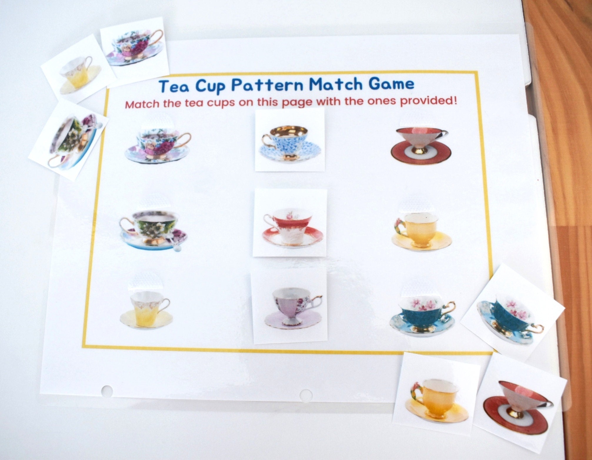 Printable Toddler Busy Book Page, Tea Cup Pattern Match Game ...