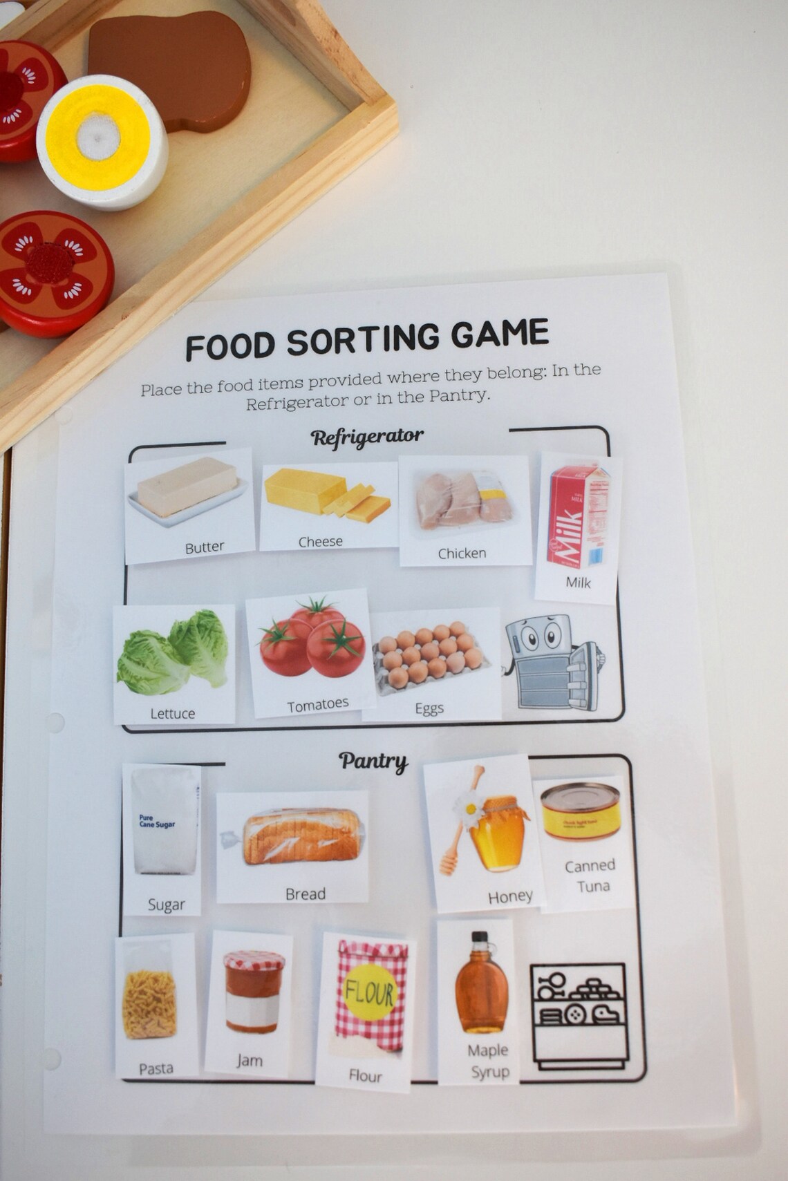 Printable Busy Book Page, Food Sorting Game, Montessori Inspired ...