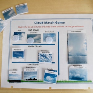Printable Busy Book Page, Cloud Match Game, Preschool Weather Worksheet ...
