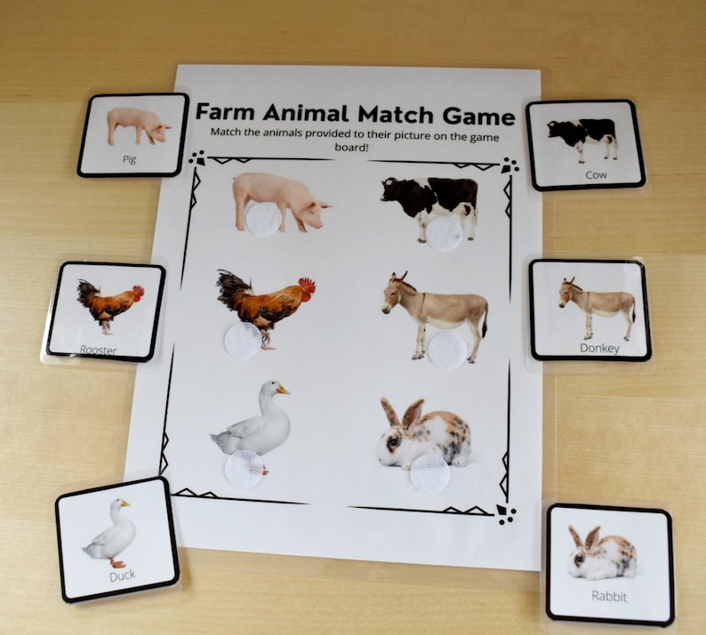 Farm Animal Matching Game: Preschool Learning Activity (PDF) - Etsy