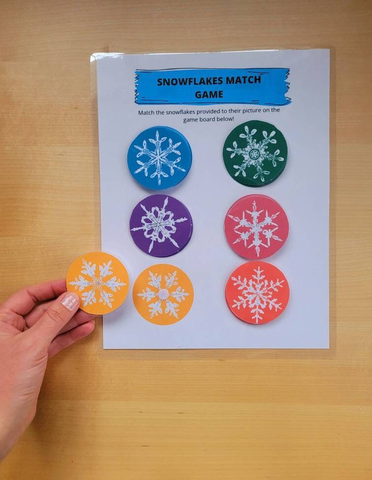 Snowflake Matching Game Printable Toddler Worksheet - Etsy