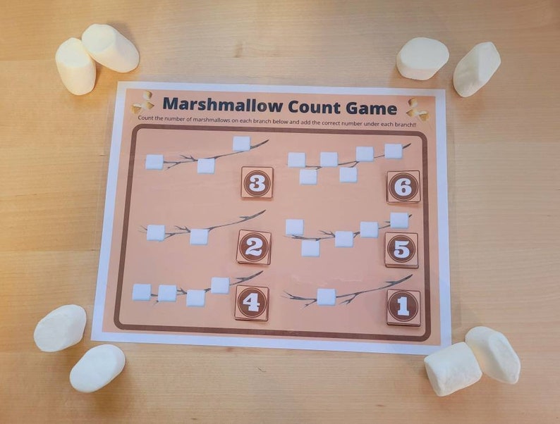 Marshmallow Counting Game, Math Worksheet, Counting Activity ...