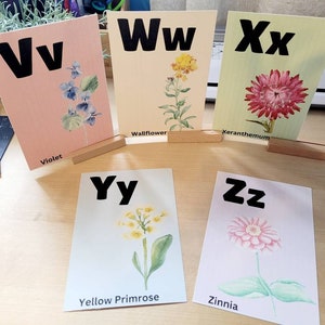 Flower Alphabet Cards, Watercolor Flower Cards, Toddler Activity ...