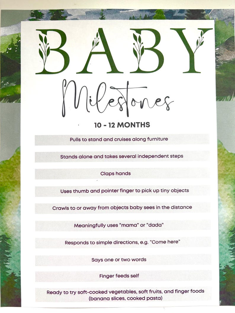 Mountain Theme Baby Milestones Printable: Birth to 12 Months (PDF) - Etsy
