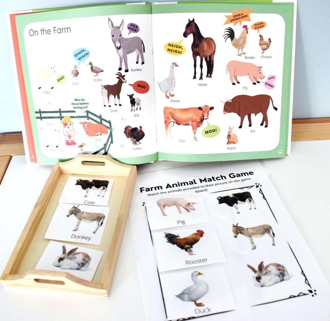 Farm Animal Matching Worksheet, Preschool Printable, Activities for ...