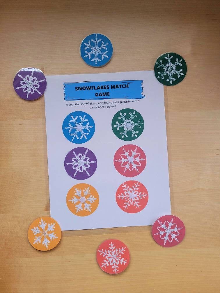 Snowflake Matching Game Printable Toddler Worksheet - Etsy