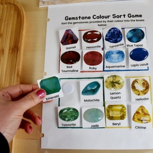 Printable Gemstone Colour Sorting Game, Preschool Busy Book Page ...