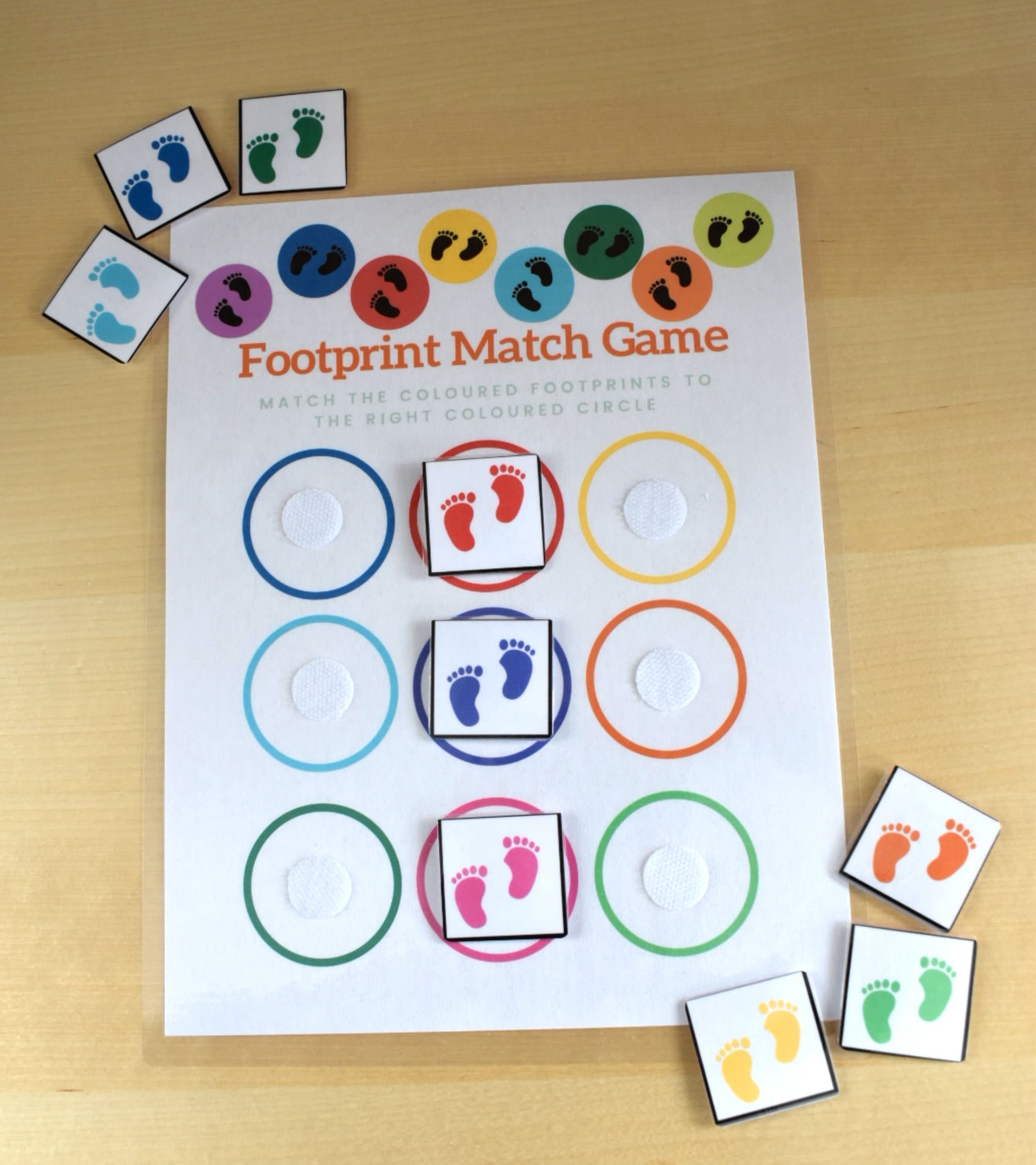Printable Busy Book Page, Footprints Colour Matching Game, Preschool ...