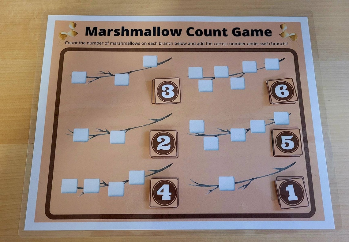 Marshmallow Counting Game Math Worksheet Counting Activity - Etsy