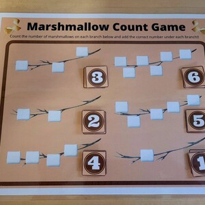Marshmallow Counting Game, Math Worksheet, Counting Activity ...