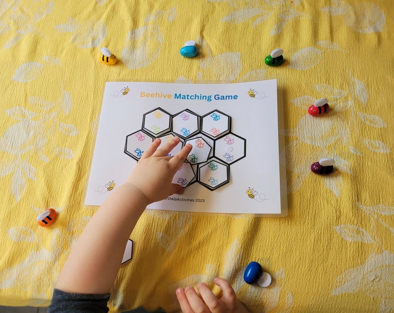 Beehive Matching Game, Color Matching, Toddler Activity, Busy Book Page ...