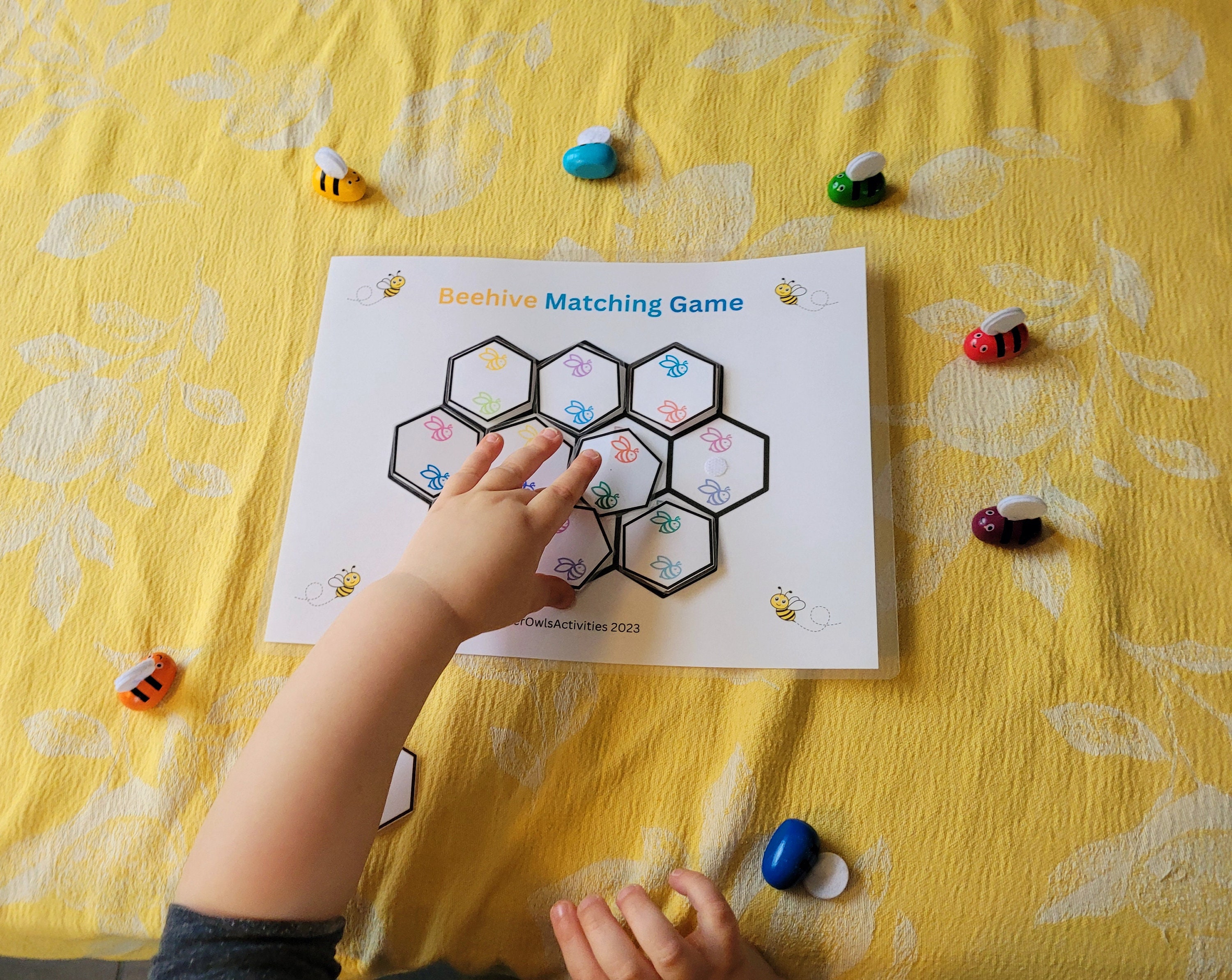 Beehive Matching Game, Color Matching, Toddler Activity, Busy Book Page ...