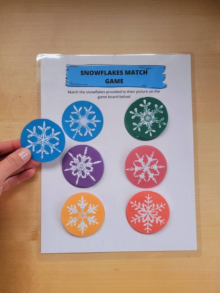 Snowflake Matching Game Printable Toddler Worksheet - Etsy