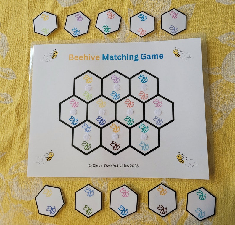 Beehive Matching Game Color Matching Toddler Activity Busy - Etsy