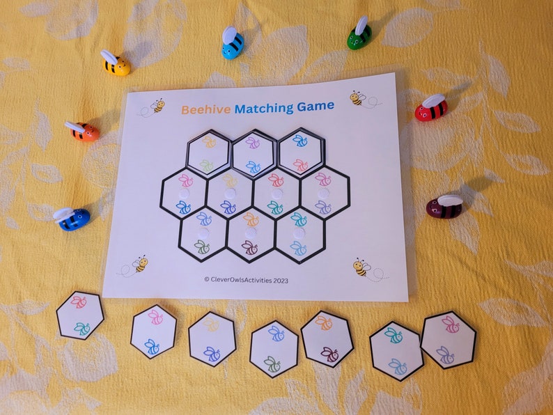 Beehive Matching Game Color Matching Toddler Activity Busy - Etsy