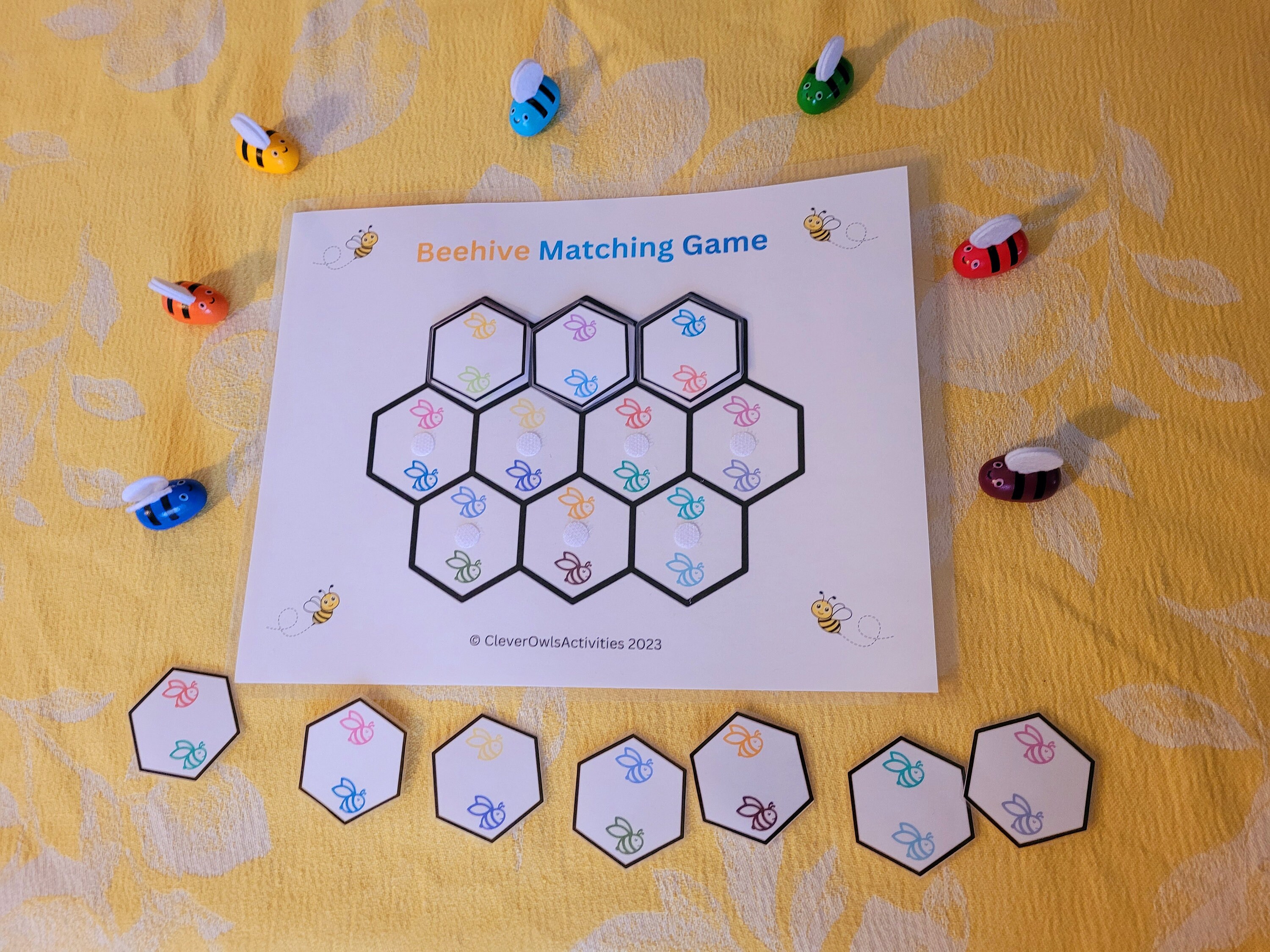 Beehive Matching Game, Color Matching, Toddler Activity, Busy Book Page ...
