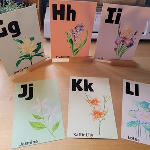 Flower Alphabet Cards, Watercolor Flower Cards, Toddler Activity ...