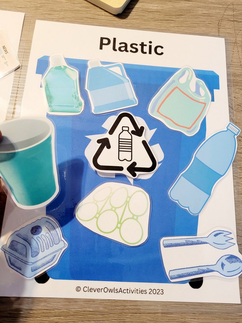 Recycling Sorting Game, Busy Book Page, Toddler Activity, Preschool ...