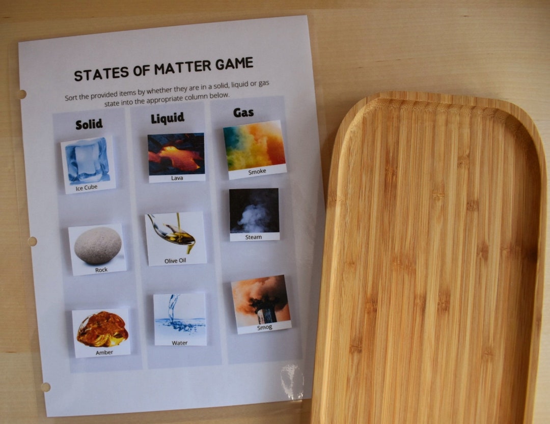 Printable States of Matter Game, Physics Preschool Worksheet ...