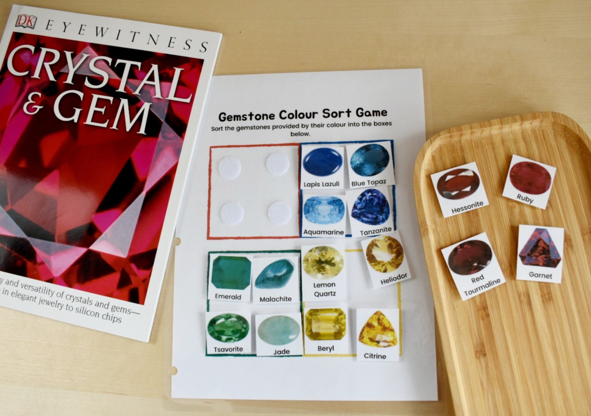 Printable Gemstone Colour Sorting Game, Preschool Busy Book Page ...