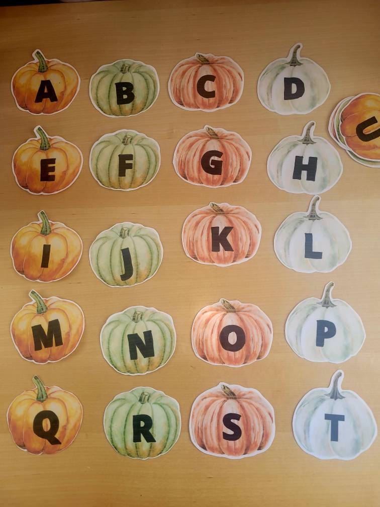 Pumpkin Alphabet Matching Cards, Printable Cards, Homeschool Resources ...
