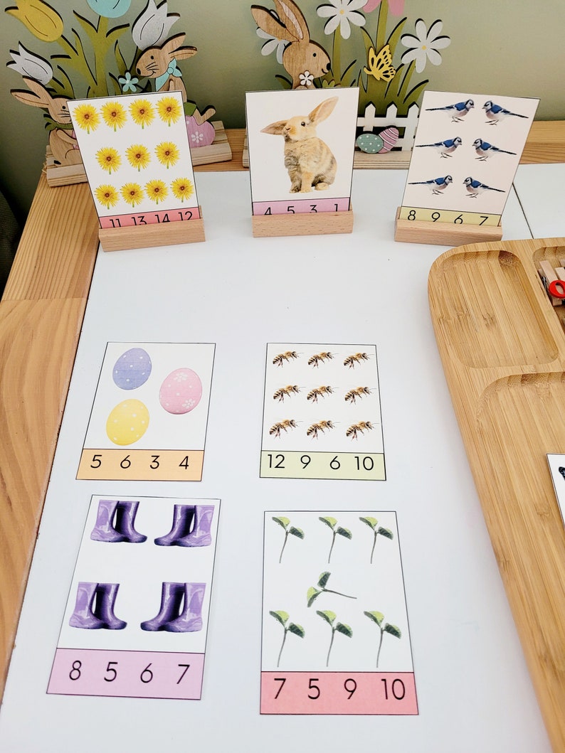 Spring Counting Clip Cards, Math Flash Cards, Numbers 1-12, Montessori ...