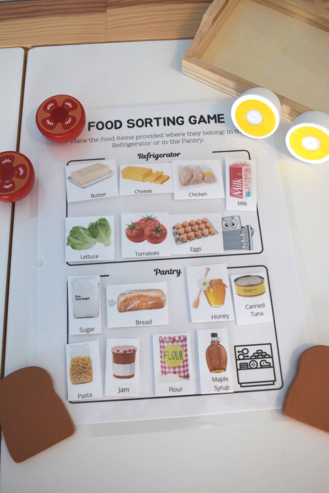 Printable Busy Book Page, Food Sorting Game, Montessori Inspired ...