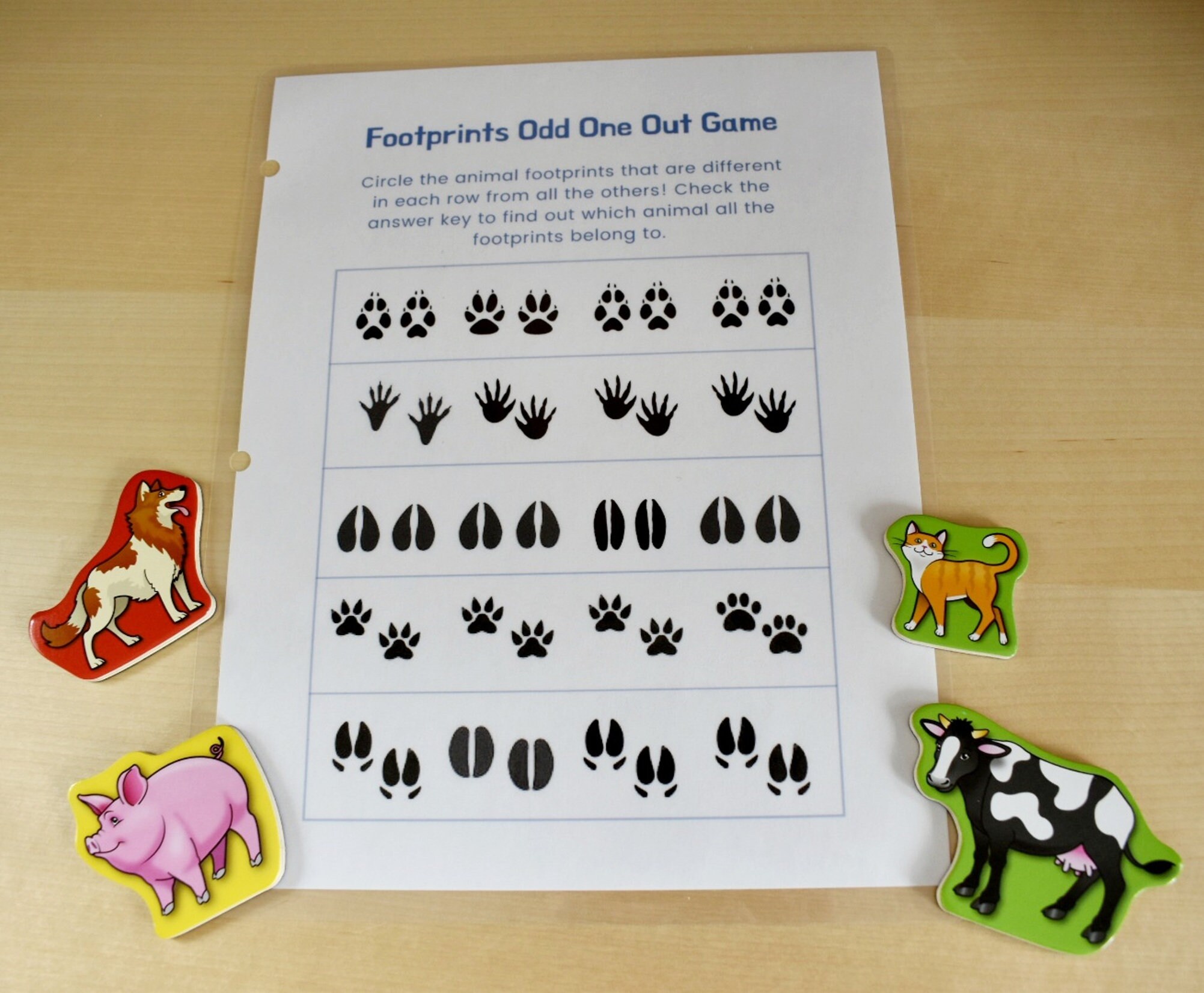 Preschool Printable Animal Footprints Game, Busy Book Page, Montessori ...