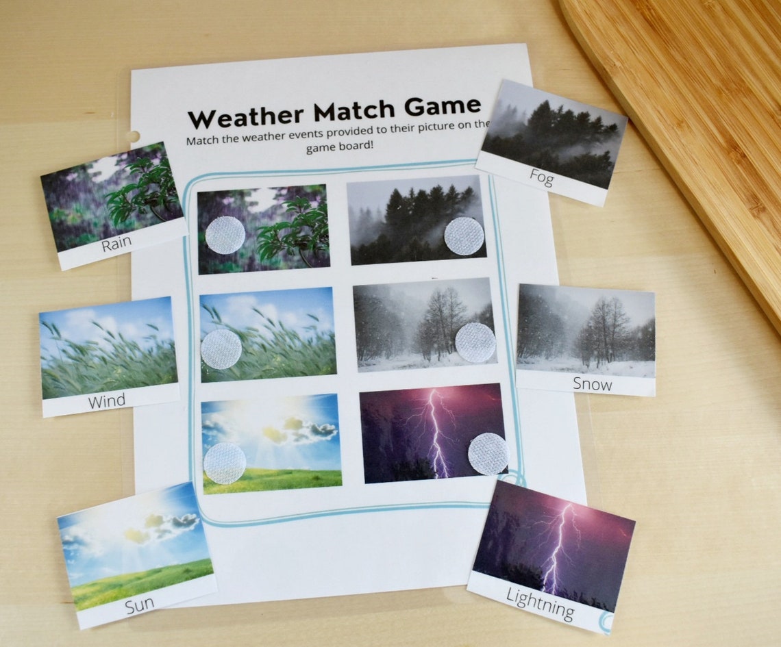 Preschool Weather Match Game, Printable Worksheet, Activities for ...