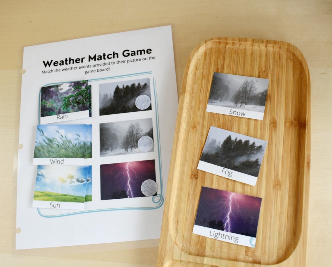 Preschool Weather Match Game: Montessori Worksheet (PDF) - Etsy