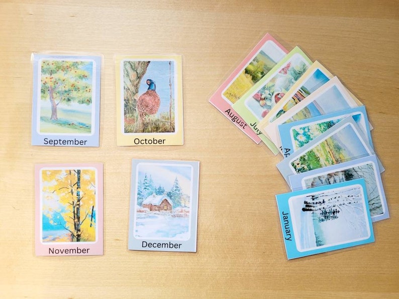 Months of the Year Flashcards, Watercolor Flashcards, Flashcards and ...
