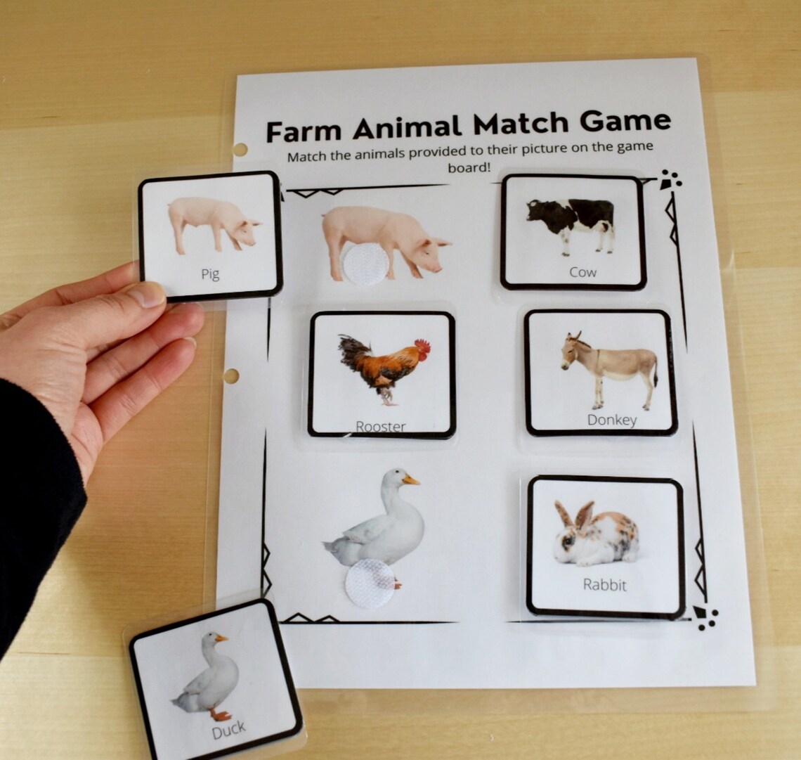 Farm Animal Matching Worksheet, Preschool Printable, Activities for ...