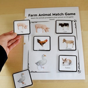 Farm Animal Matching Worksheet, Preschool Printable, Activities for ...