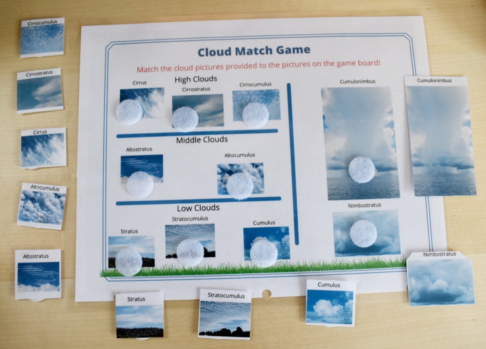 Printable Busy Book Page Cloud Match Game Preschool Weather - Etsy