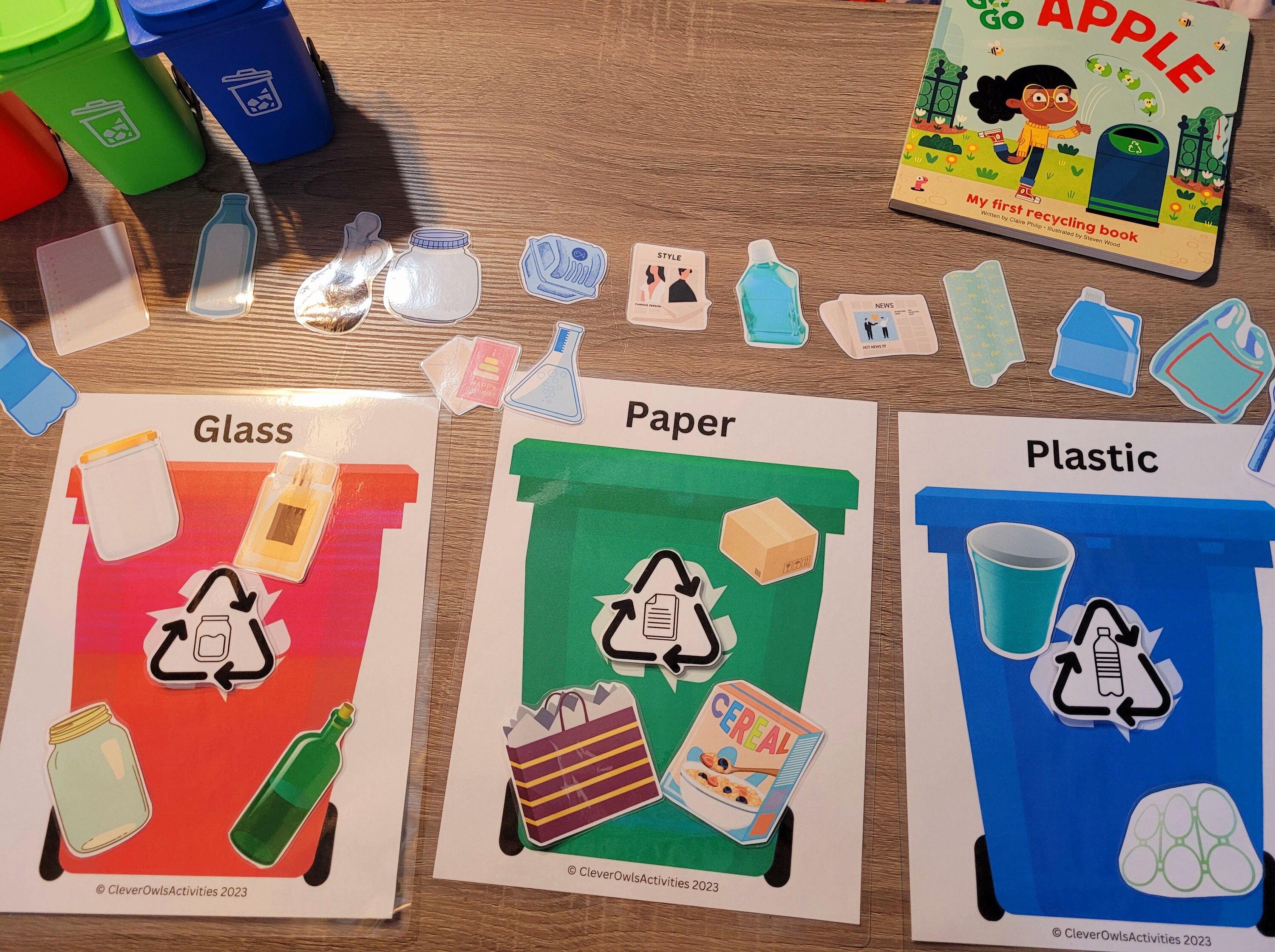 Recycling Sorting Game, Busy Book Page, Toddler Activity, Preschool ...
