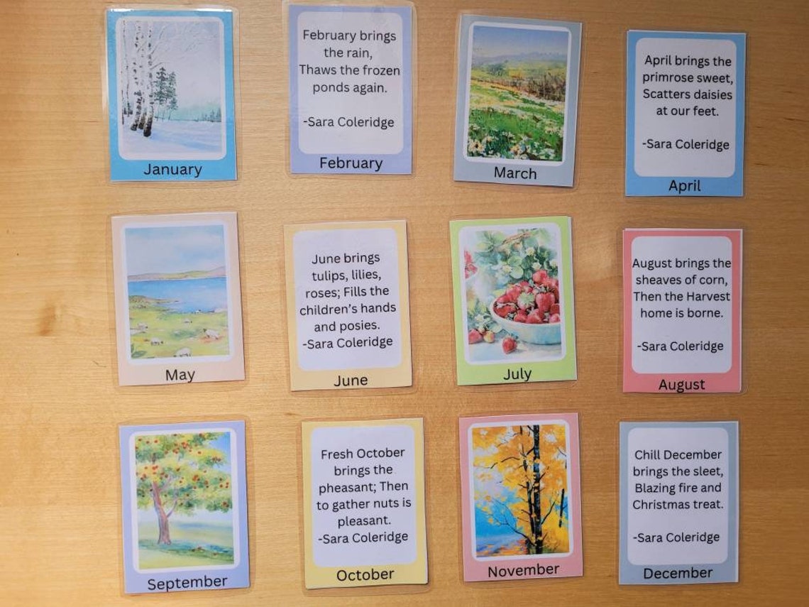 Months of the Year Flashcards, Watercolor Flashcards, Flashcards and ...