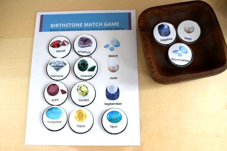 Birthstone Match Game: Montessori Toddler Worksheet (PDF) - Etsy Canada