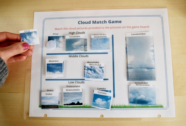 Printable Busy Book Page Cloud Match Game Preschool Weather | Etsy