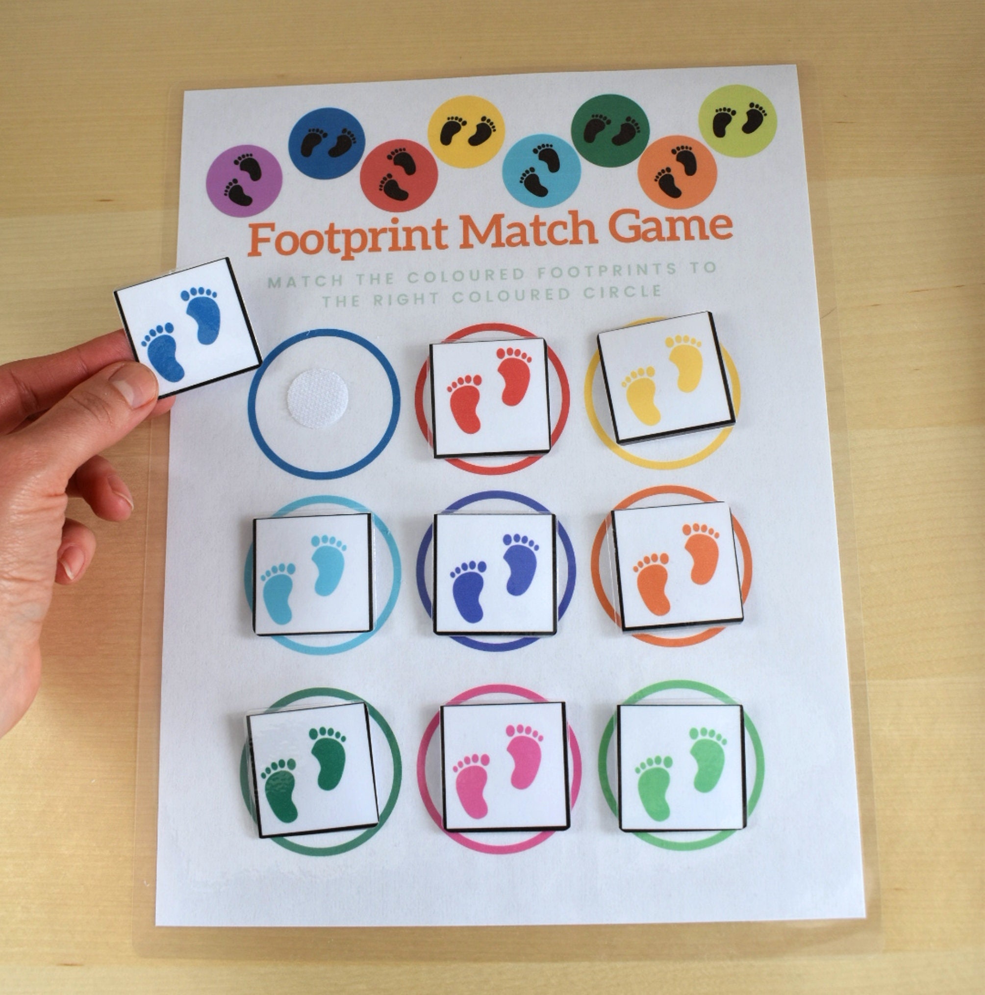 Printable Busy Book Page, Footprints Colour Matching Game, Preschool ...