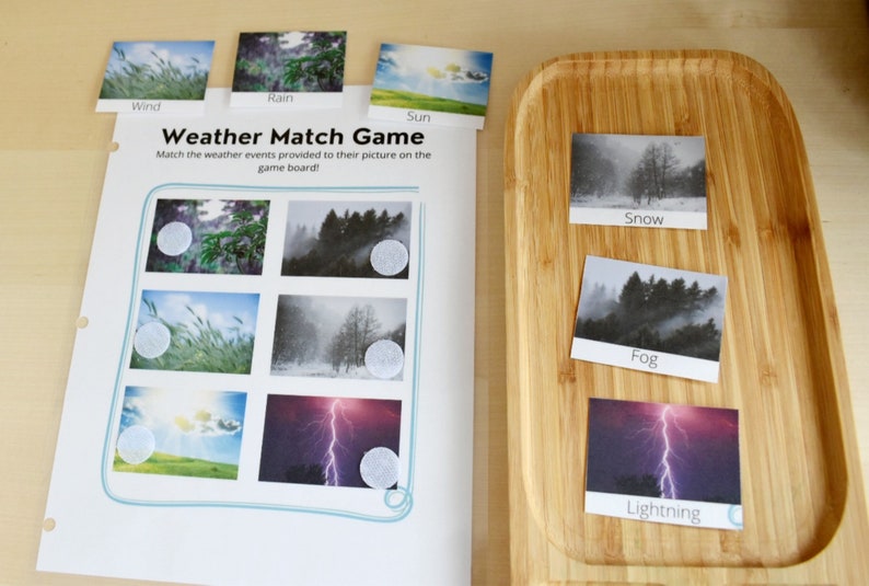 Preschool Weather Match Game: Montessori Worksheet (PDF) - Etsy
