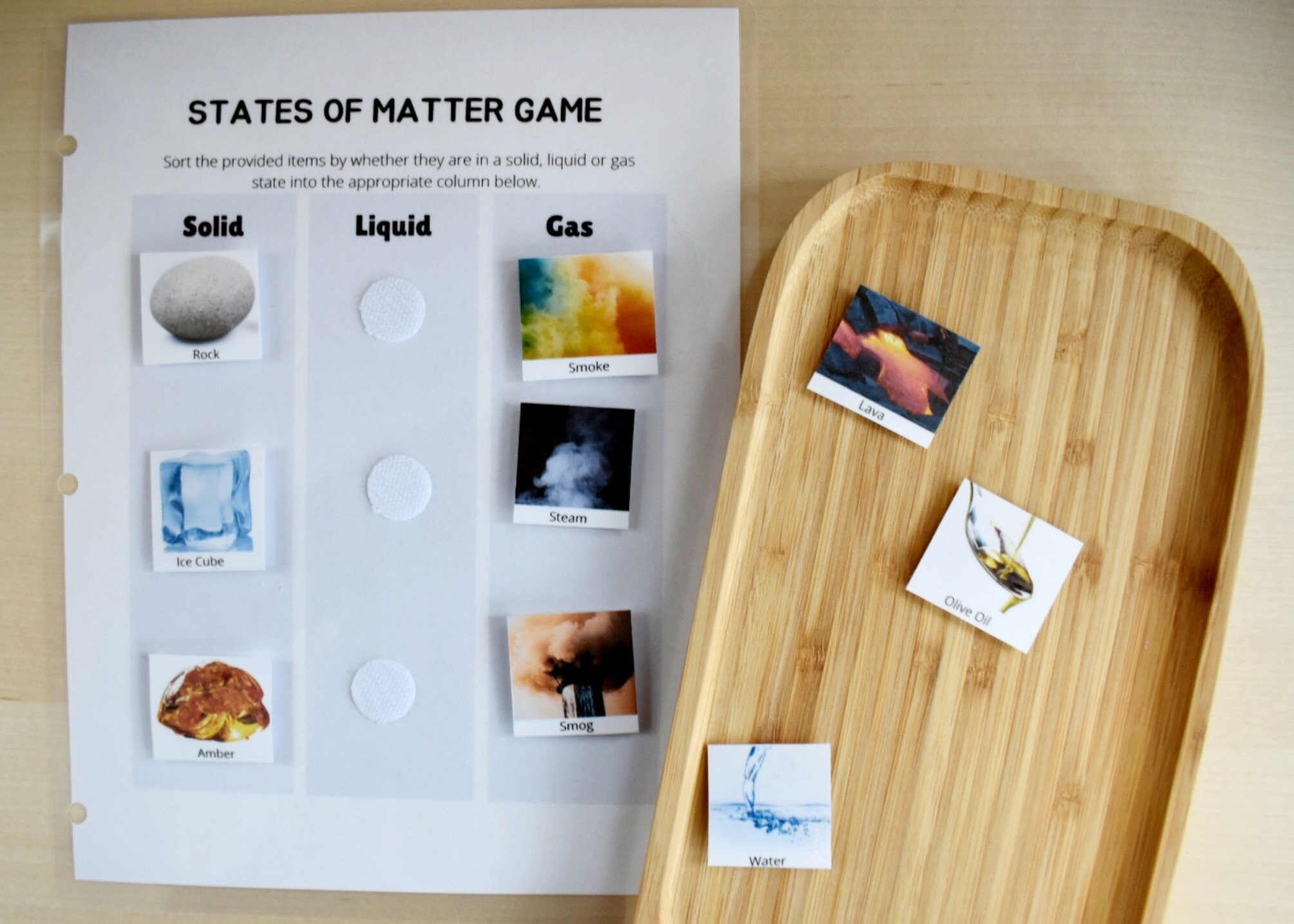 Printable States of Matter Game, Physics Preschool Worksheet ...