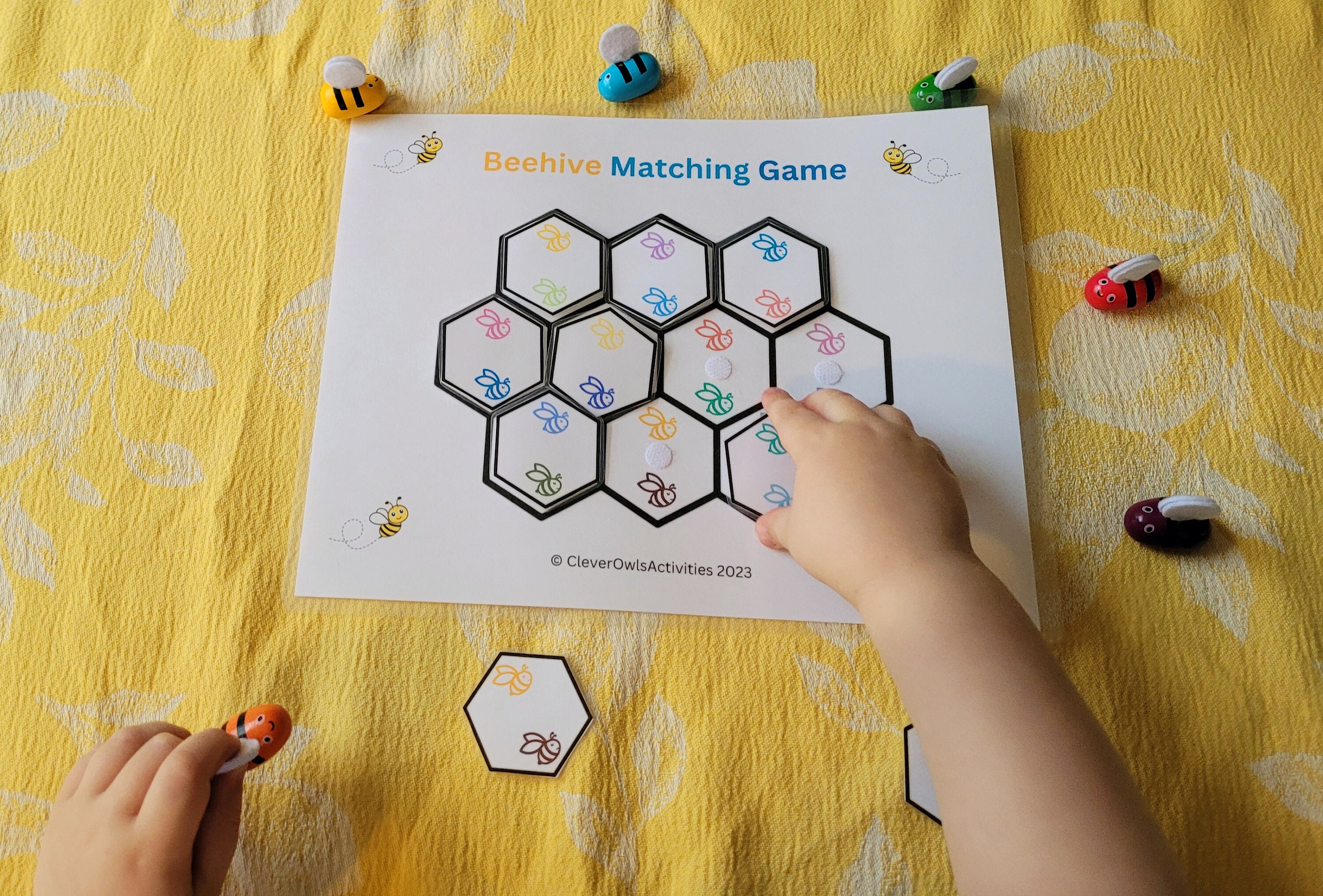 Beehive Matching Game, Color Matching, Toddler Activity, Busy Book Page ...