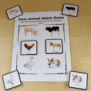 Farm Animal Matching Game: Preschool Learning Activity (PDF) - Etsy
