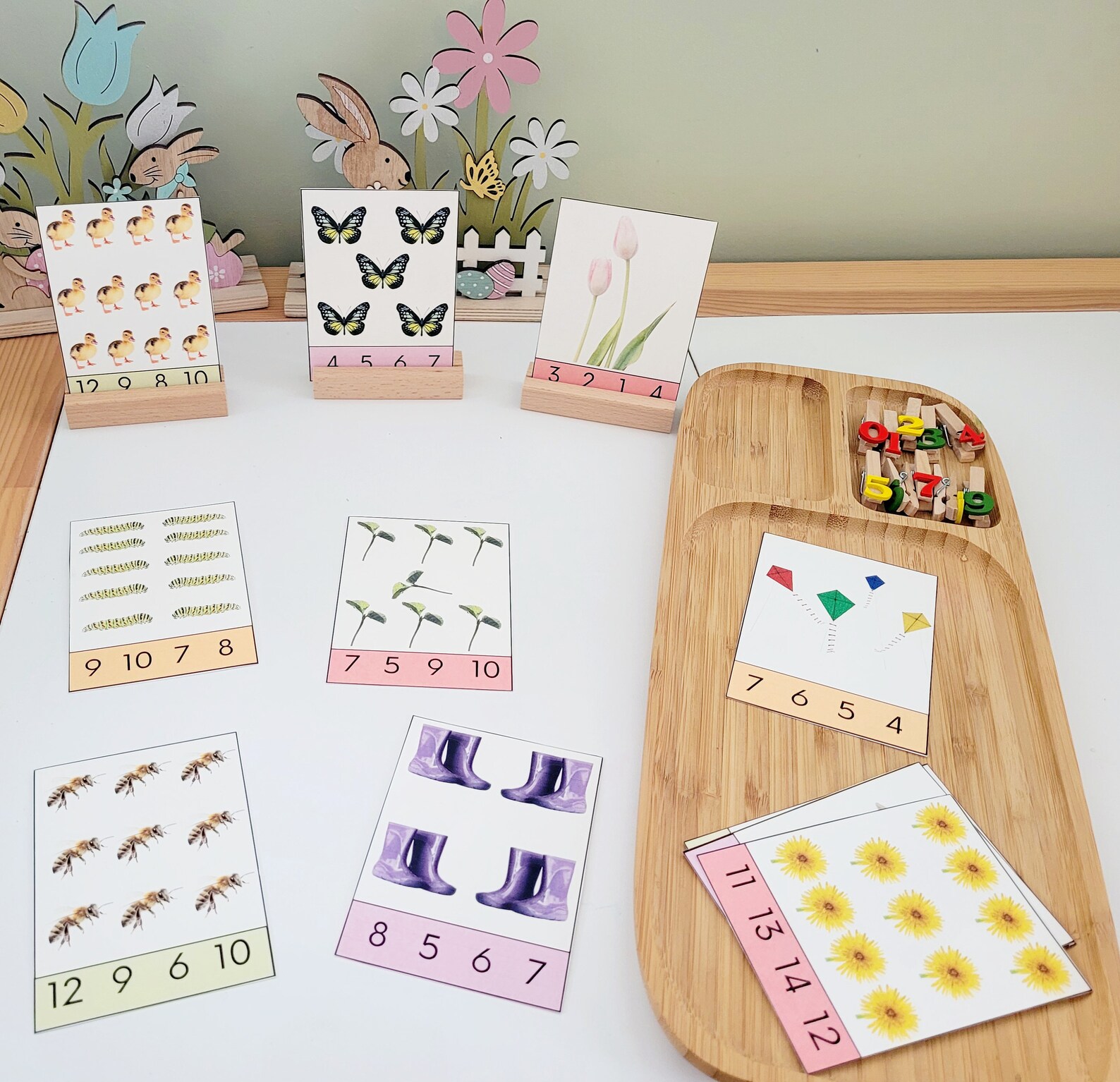Spring Counting Clip Cards, Math Flash Cards, Numbers 1-12, Montessori ...