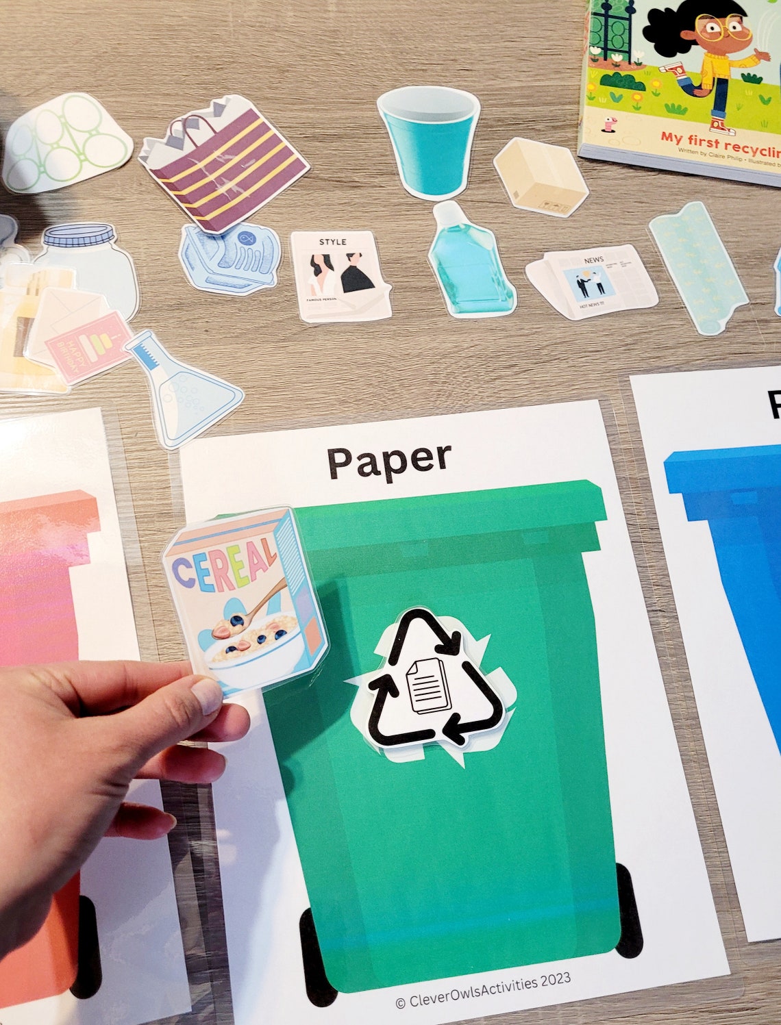 Recycling Sorting Game, Busy Book Page, Toddler Activity, Preschool ...