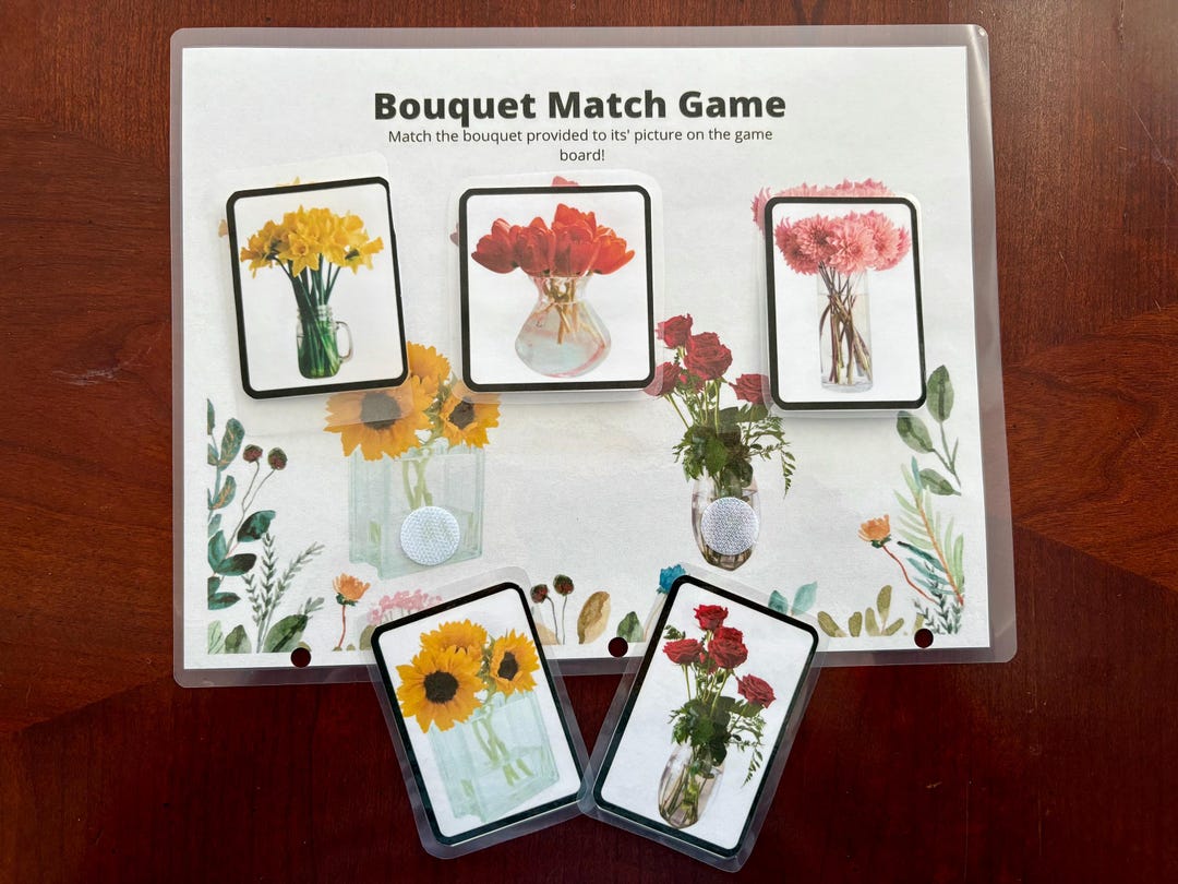 Printable Bouquet Flower Match Game, Toddler Activity, Preschool ...