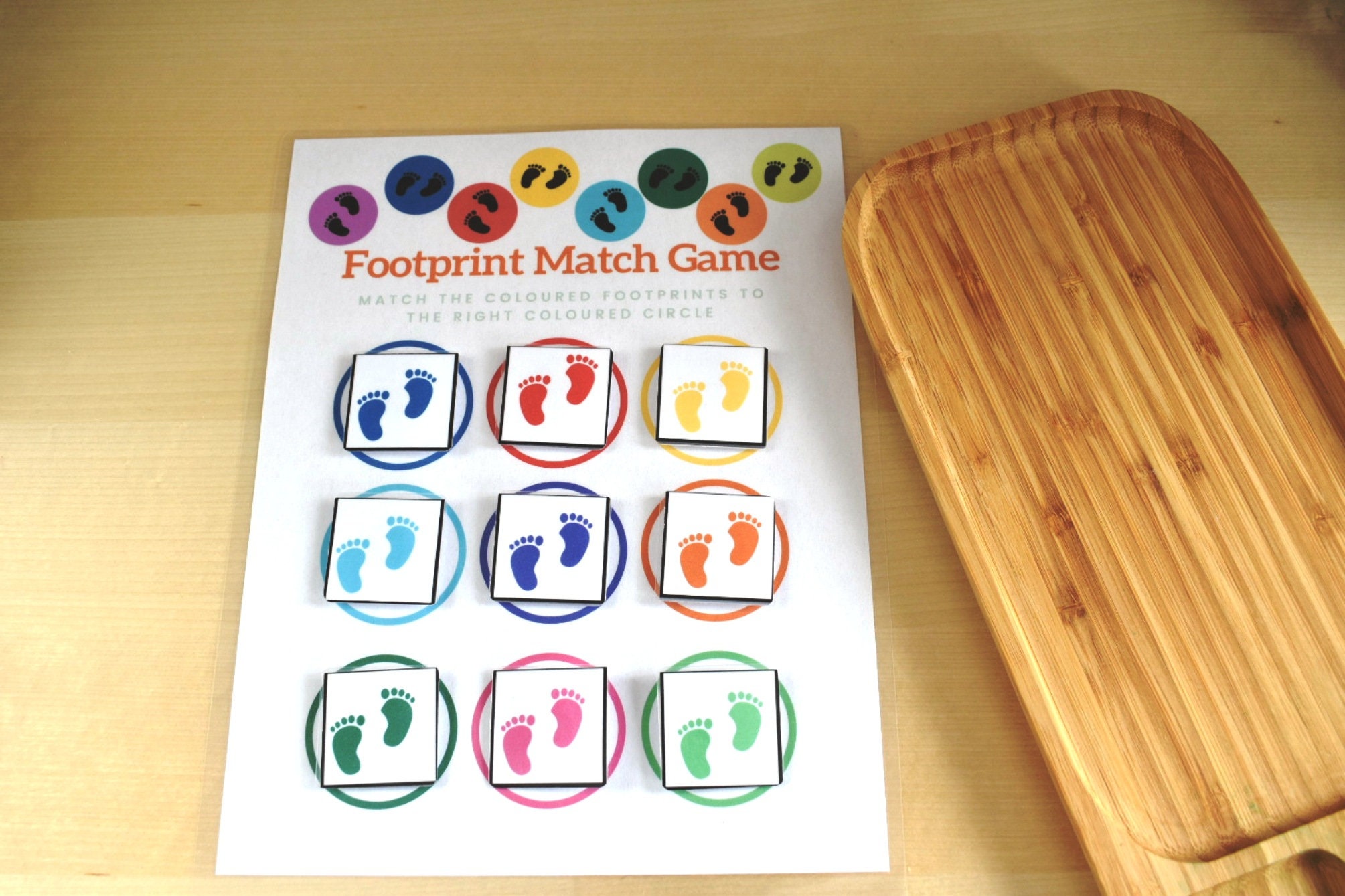 Printable Busy Book Page, Footprints Colour Matching Game, Preschool ...
