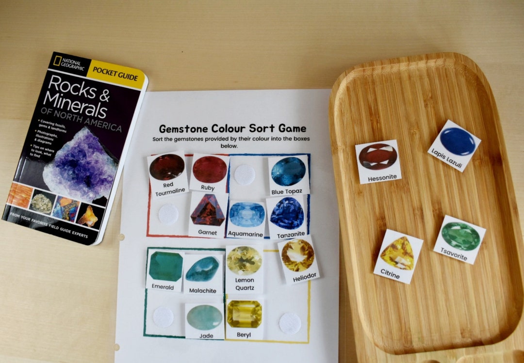 Printable Gemstone Colour Sorting Game, Preschool Busy Book Page ...